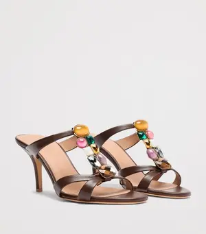 MALONE SOULIERS Leather Jewel-embellished Simi Heeled Sandals