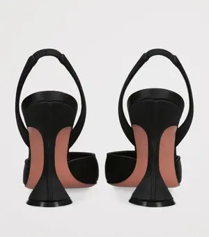 Amina Muaddi Satin Holli Slingback Heels 95 - Black