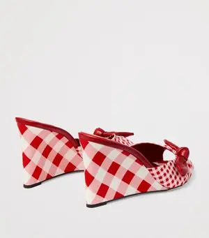 JIMMY CHOO Livi 85 Gingham Wedge Mules - Red