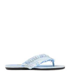 JIMMY CHOO Bay Flat Canvas Flip Flops - Blue