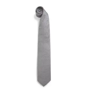Corneliani Houndstooth Silk Necktie - Grey