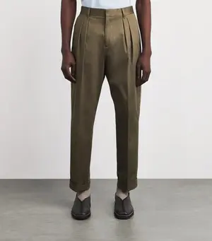 Paul Smith Cotton-blend Pleated Wide-leg Trousers - Grey
