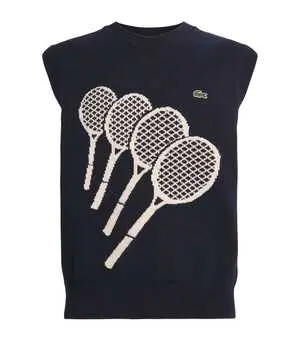 Lacoste Cotton Racket Jacquard Vest - Navy