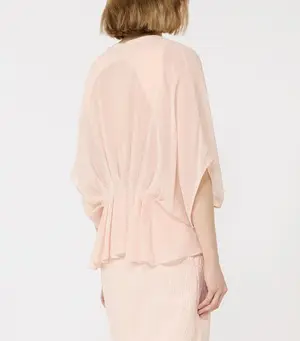 Max Mara Silk Plunge Neck Cape - Beige