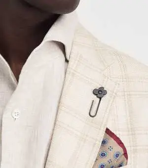 LARDINI Wool Check Blazer - Ivory