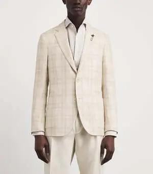 LARDINI Wool Check Blazer - Ivory