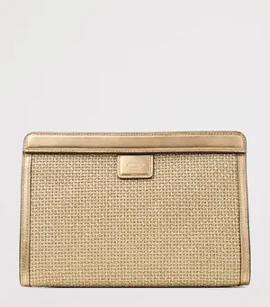 JIMMY CHOO Raffia Avenue Pouch - Gold