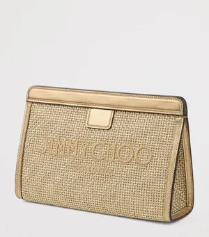 JIMMY CHOO Raffia Avenue Pouch - Gold