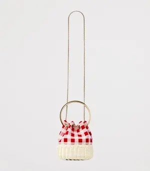 JIMMY CHOO Canvas And Raffia Top-handle Bag