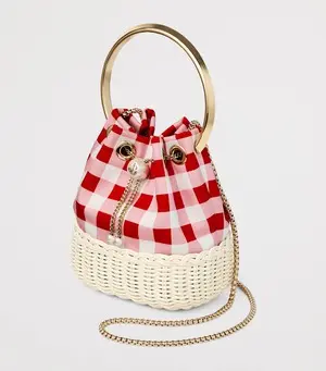 JIMMY CHOO Canvas And Raffia Top-handle Bag