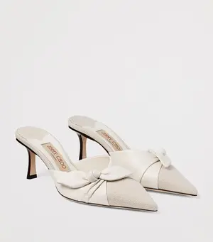 JIMMY CHOO Livi 65 Leather And Canvas Mules - Neutral