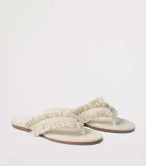 JIMMY CHOO Bay Flat Canvas Flip Flops - Neutral