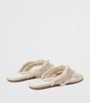 JIMMY CHOO Bay Flat Canvas Flip Flops - Neutral