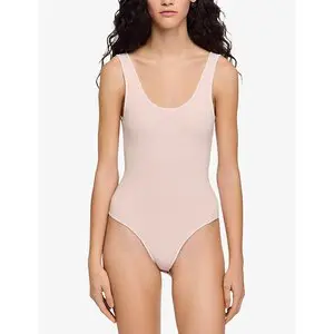 Sandro Logo-embroidered Contrast-trim Bodysuit - Light Pink