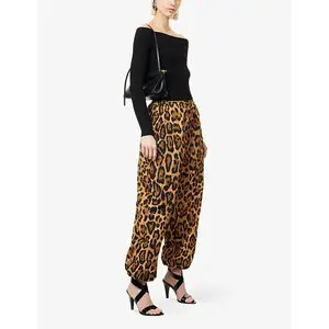 Alaïa Leopard-print Balloon Nylon Trousers - Noir/caramel