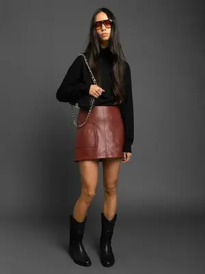 Zadig&Voltaire Jaime Leather Skirt - Cherry