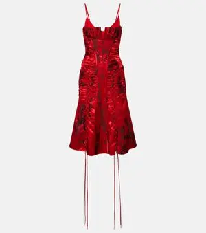Alexander McQueen Lace-up Ruched Midi Dress