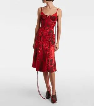 Alexander McQueen Lace-up Ruched Midi Dress