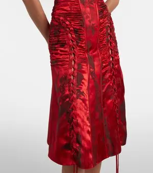 Alexander McQueen Lace-up Ruched Midi Dress