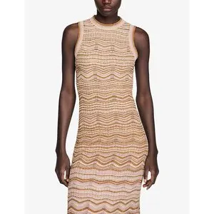 Sandro Sleeveless Slim-fit Knitted Midi Dress - Brown