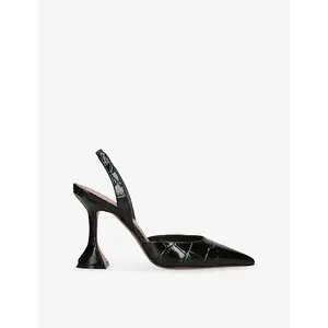 Amina Muaddi Holli 95 Leather Slingback Courts - Black