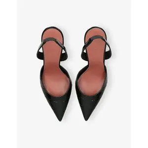 Amina Muaddi Holli 95 Leather Slingback Courts - Black
