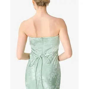 OMNES Strapless Jacquard Satin Maxi Dress - Sage