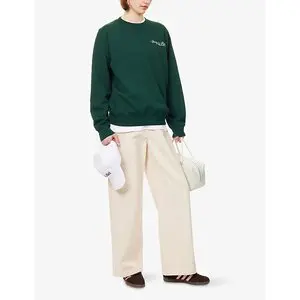 SPORTY & RICH Logo-print Cotton Crewneck Sweatshirt