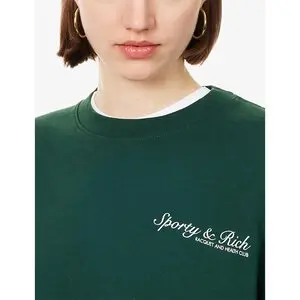 SPORTY & RICH Logo-print Cotton Crewneck Sweatshirt