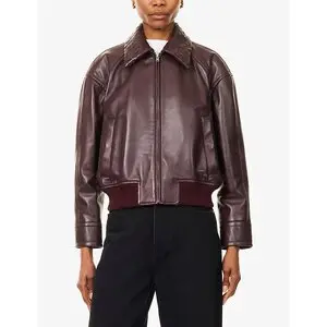 Bottega Veneta Intrecciato-collar Leather Bomber Jacket - Jam