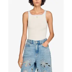 Sandro Square-neck Ribbed Knitted Vest Top