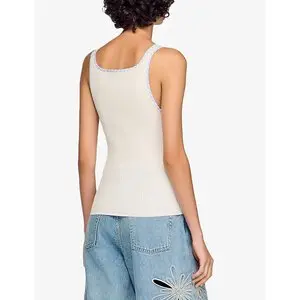 Sandro Square-neck Ribbed Knitted Vest Top