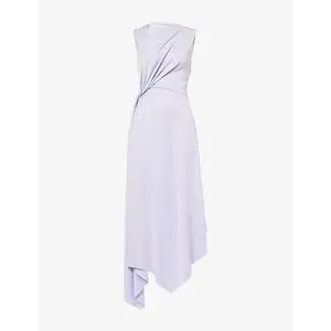 Victoria Beckham Asymmetric Twist-front Midi Dress - Cloud Blue