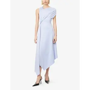 Victoria Beckham Asymmetric Twist-front Midi Dress - Cloud Blue
