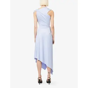 Victoria Beckham Asymmetric Twist-front Midi Dress - Cloud Blue