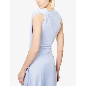 Victoria Beckham Asymmetric Twist-front Midi Dress - Cloud Blue