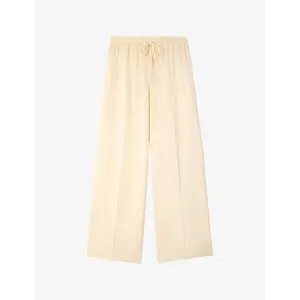 Sandro Wide-leg Drawstring-waist Trousers - Light Yellow