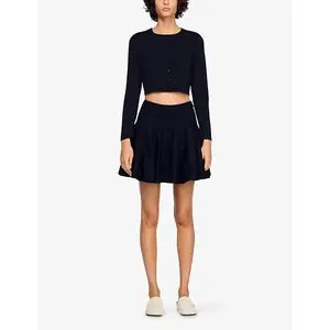 Sandro Round-neck Cropped Knitted Cardigan