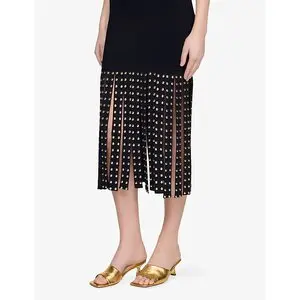 Sandro Sleeveless Fringed Knitted Maxi Dress