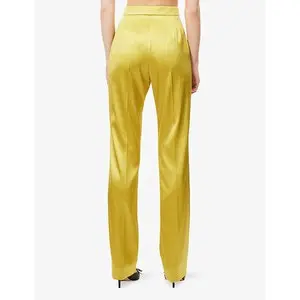 Valentino Garavani Press-pleat Straight-cut Silk-blend Trousers - Avocado