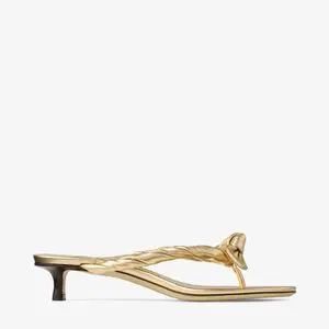 JIMMY CHOO Liss 35 Metallic Nappa Leather Mule Sandals - Silver