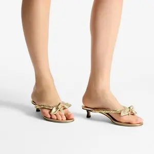 JIMMY CHOO Liss 35 Metallic Nappa Leather Mule Sandals - Silver
