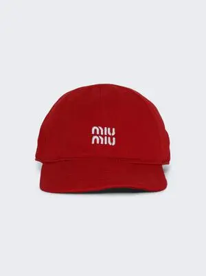 Miu Miu Denim Baseball Cap - Red