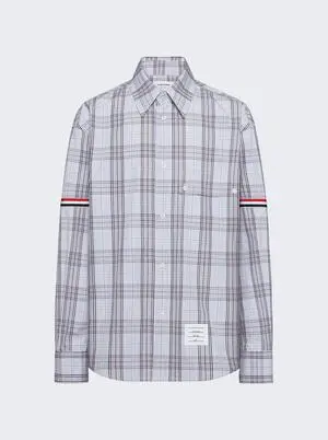 Thom Browne Plaid Check Poplin Armband Oversized Shirt Blue - Multi