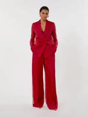 Max Mara Silk Organza Trousers - Geranium