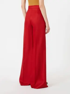 Max Mara Wide-leg Linen Trousers - Red