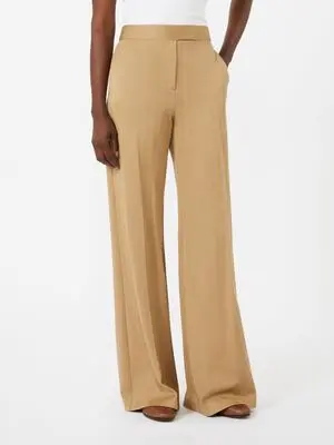 Max Mara Pinstriped Jacquard Jersey Trousers - Desert