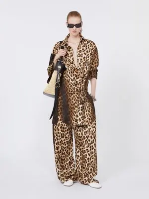 Max Mara Animal-print Pure Silk Trousers