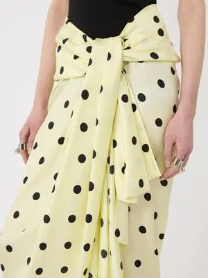 Max Mara Polka Dot Print Silk Twill Knot Skirt