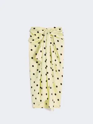 Max Mara Polka Dot Print Silk Twill Knot Skirt